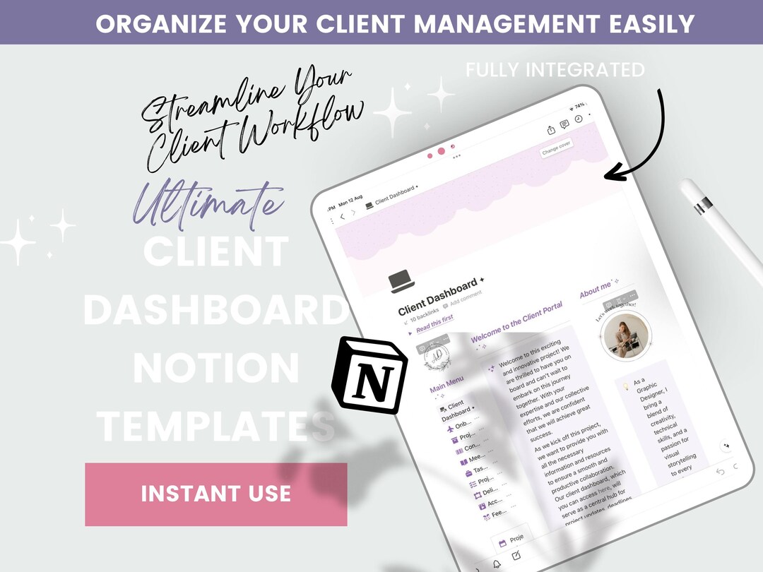ULTIMATE CLIENT DASHBOARD Notion, Client Project Tracker, Client ...