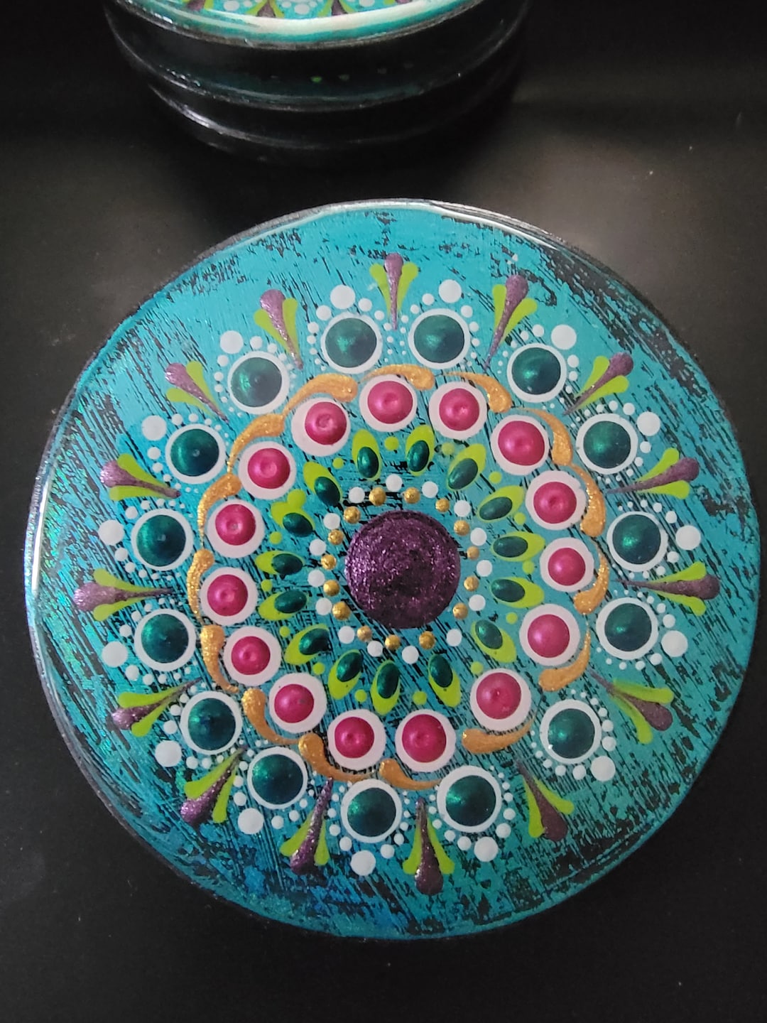 Mandala Coasters/hand Painted/set of 4 - Etsy