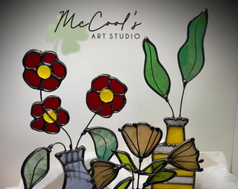 Digital Pattern - 3 Stained Glass Spring Flower Vases With Removable ...