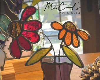 Digital Pattern - 3 Stained Glass Spring Flower Vases With Removable ...