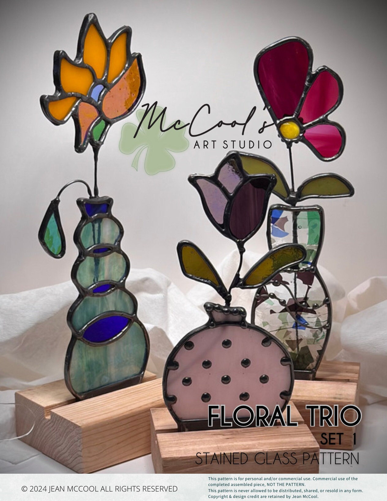 Digital Pattern - 3 Stained Glass Spring Flower Vases With Removable ...