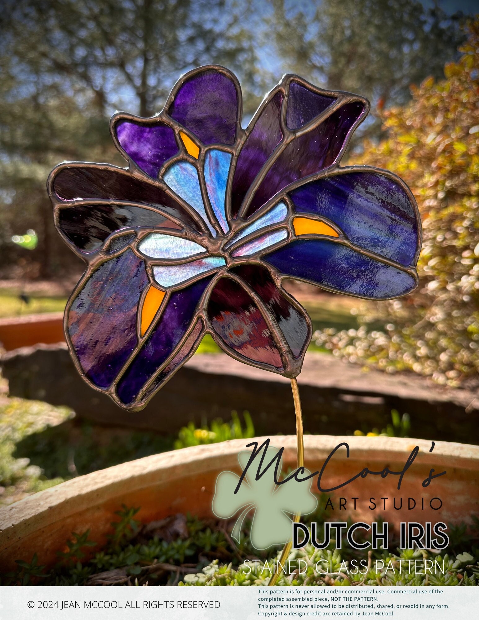 Digital Pattern - Stained Glass Freestanding Spring Floral Decoration ...