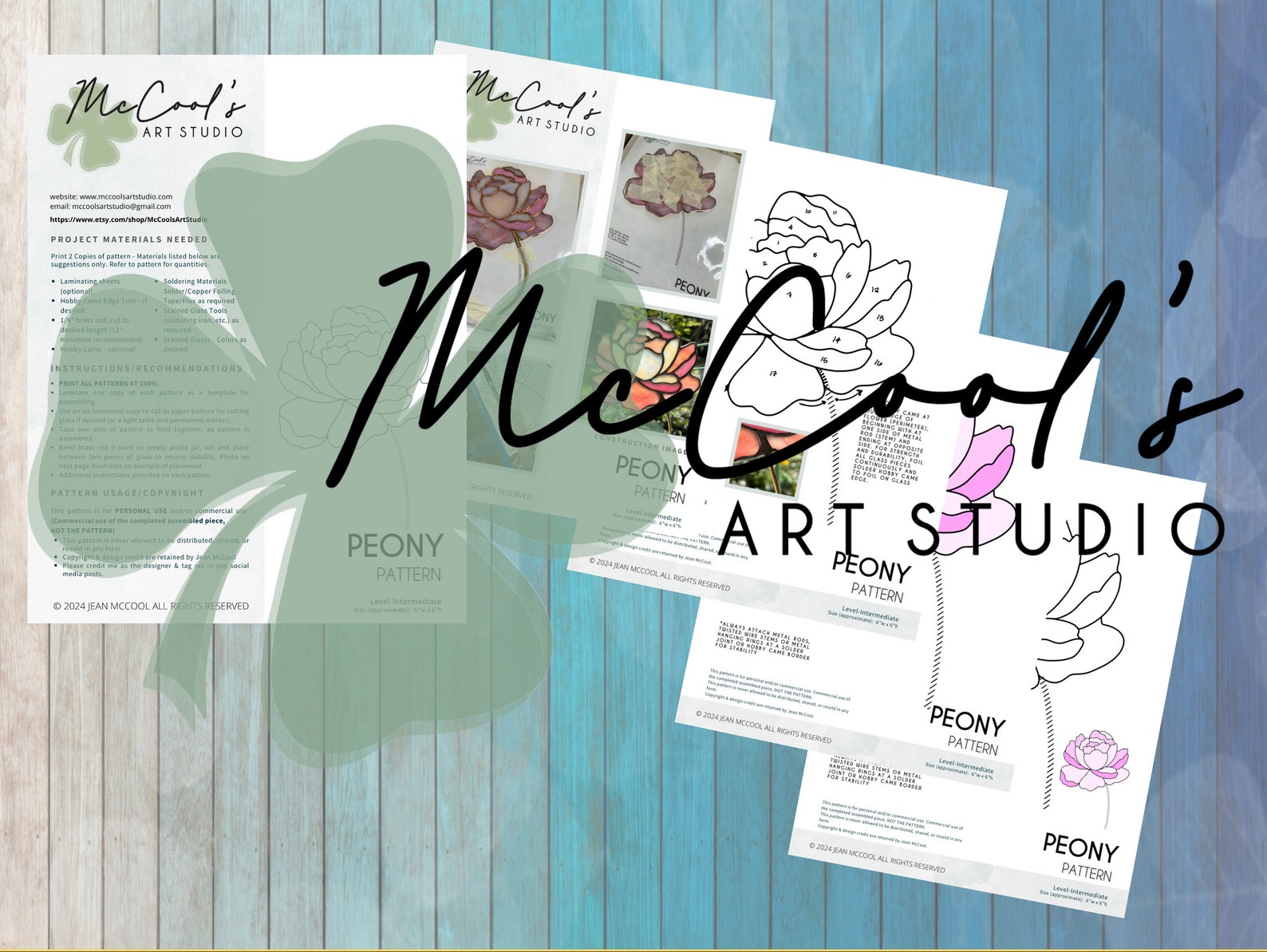 Digital Pattern - Stained Glass Freestanding Spring Floral Decoration ...