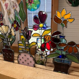 Digital Pattern - 3 Stained Glass Spring Flower Vases With Removable ...