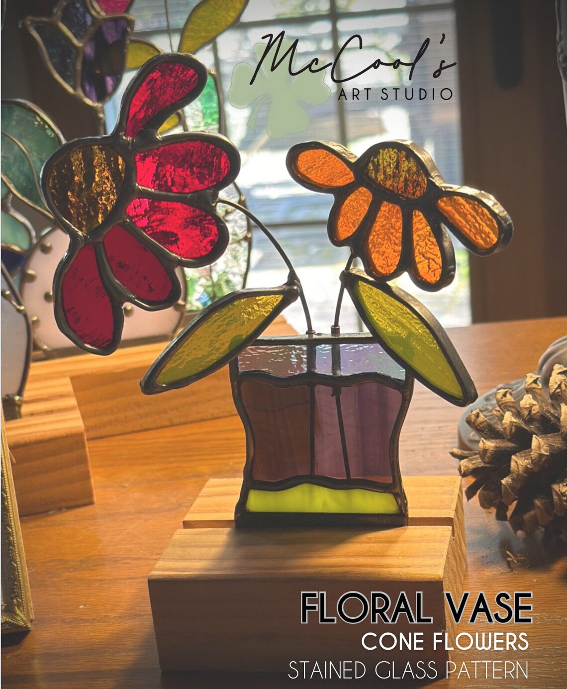Digital Pattern - Stained Glass Spring Flower Vase With Removable ...