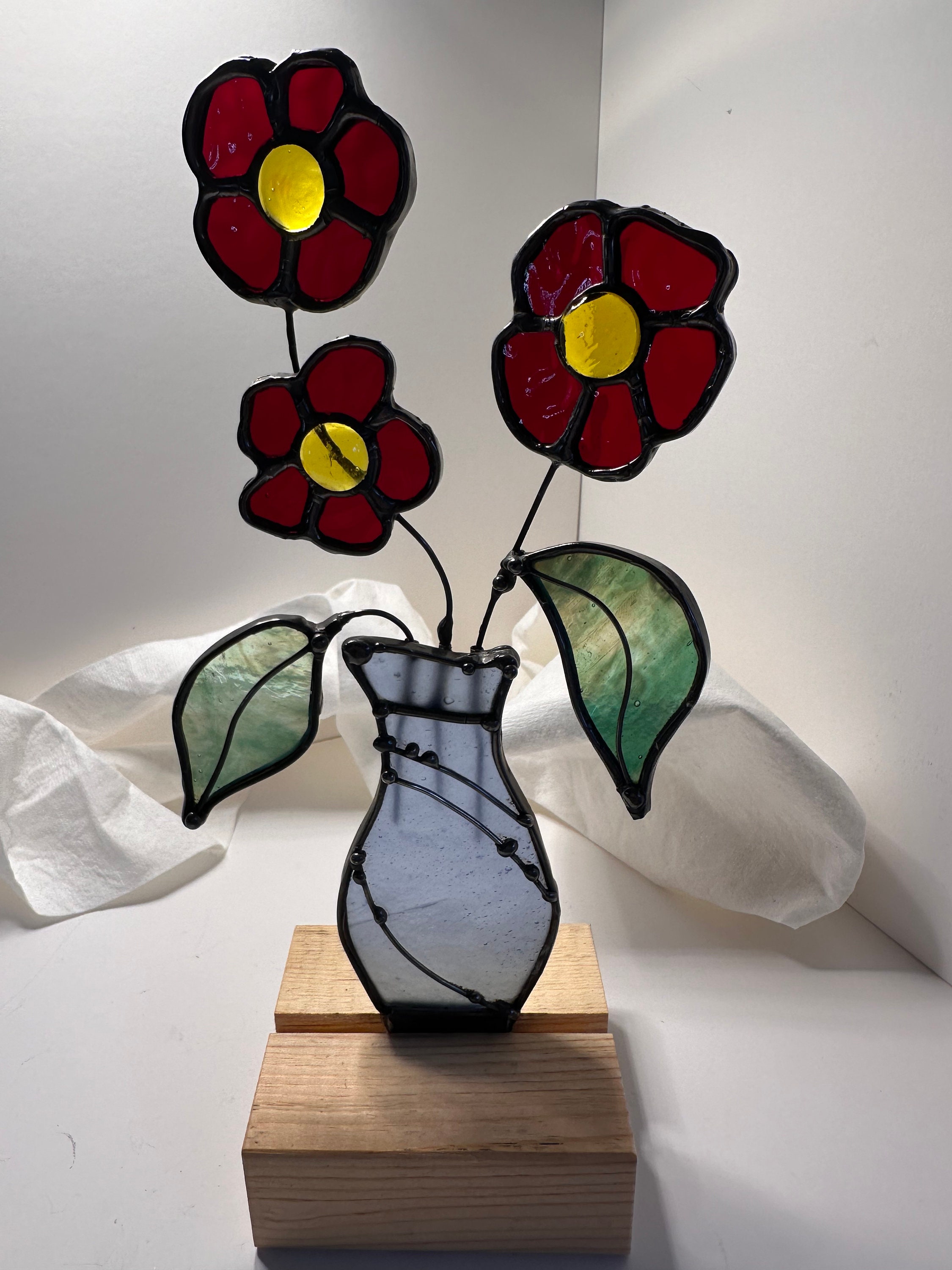Digital Pattern - 3 Stained Glass Spring Flower Vases With Removable ...