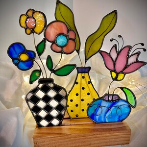 Digital Pattern - 3 Stained Glass Spring Flower Vases With Removable ...