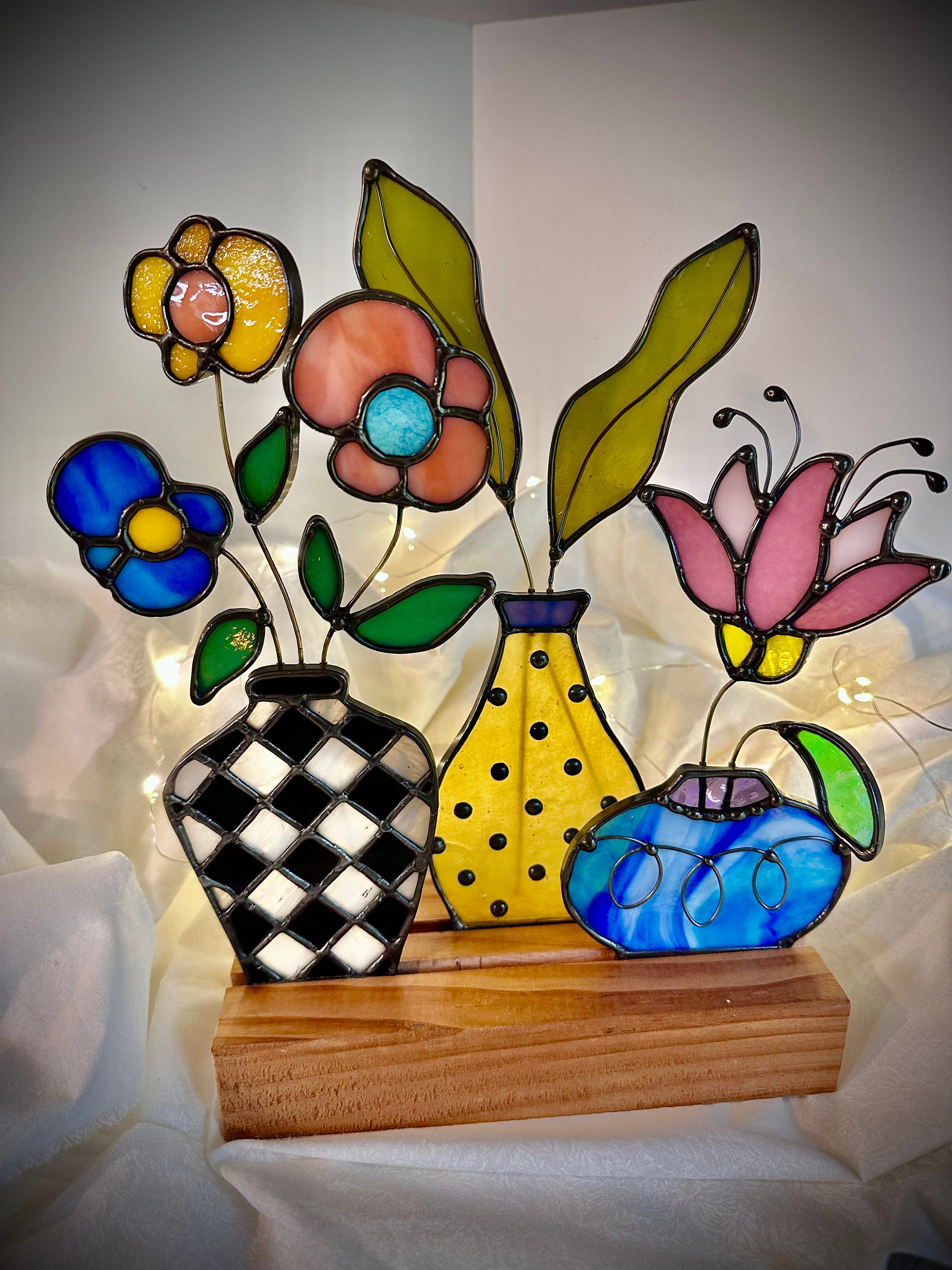 Digital Pattern - 3 Stained Glass Spring Flower Vases With Removable ...