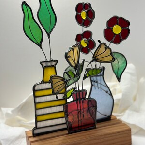 Digital Pattern - 3 Stained Glass Spring Flower Vases With Removable ...