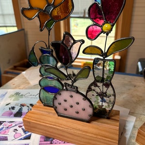 Digital Pattern - 3 Stained Glass Spring Flower Vases With Removable ...