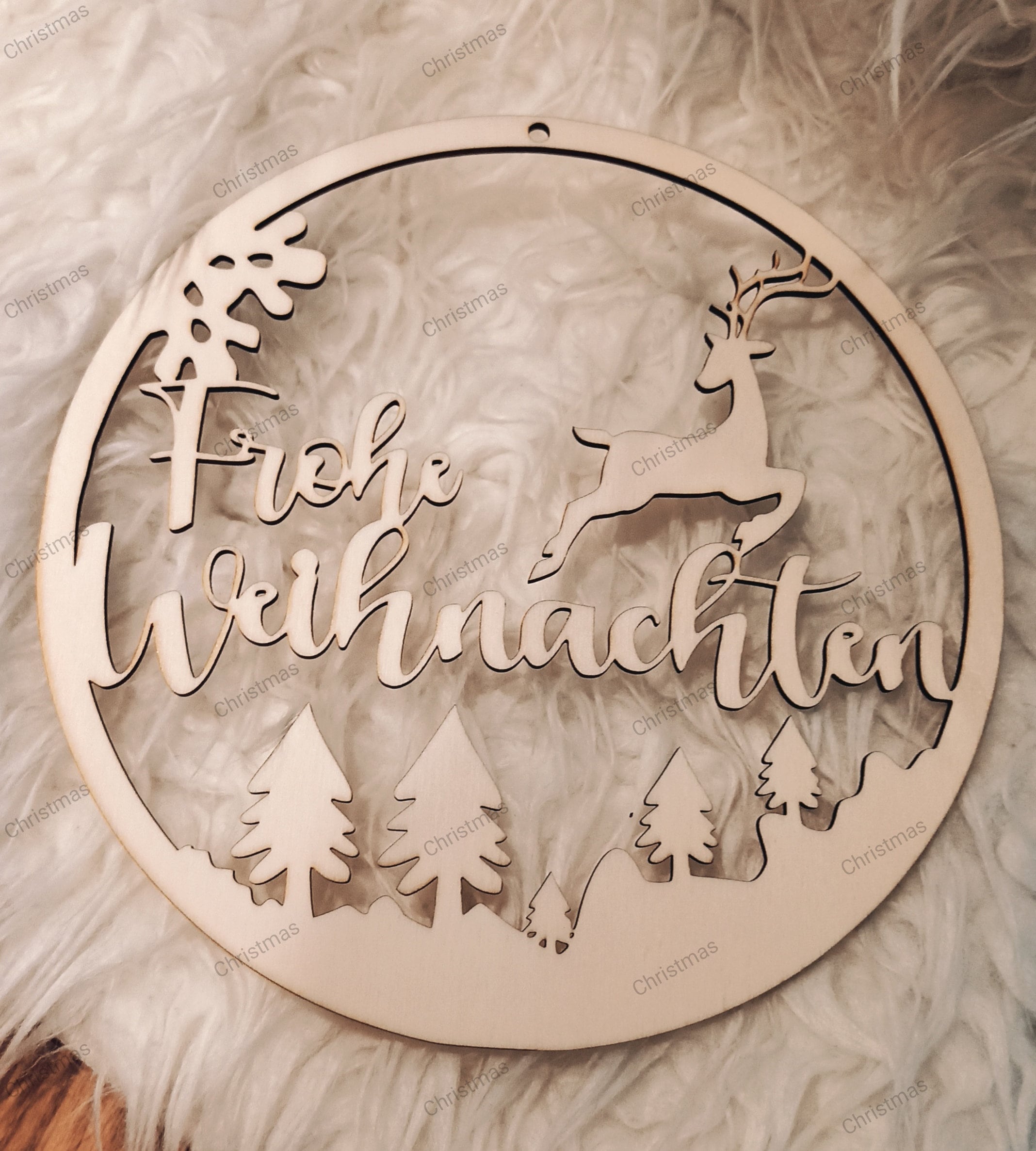 Kranz Weihnachten Hirsch Türkranz Vorlage Laser Cut SVG zum Download ...