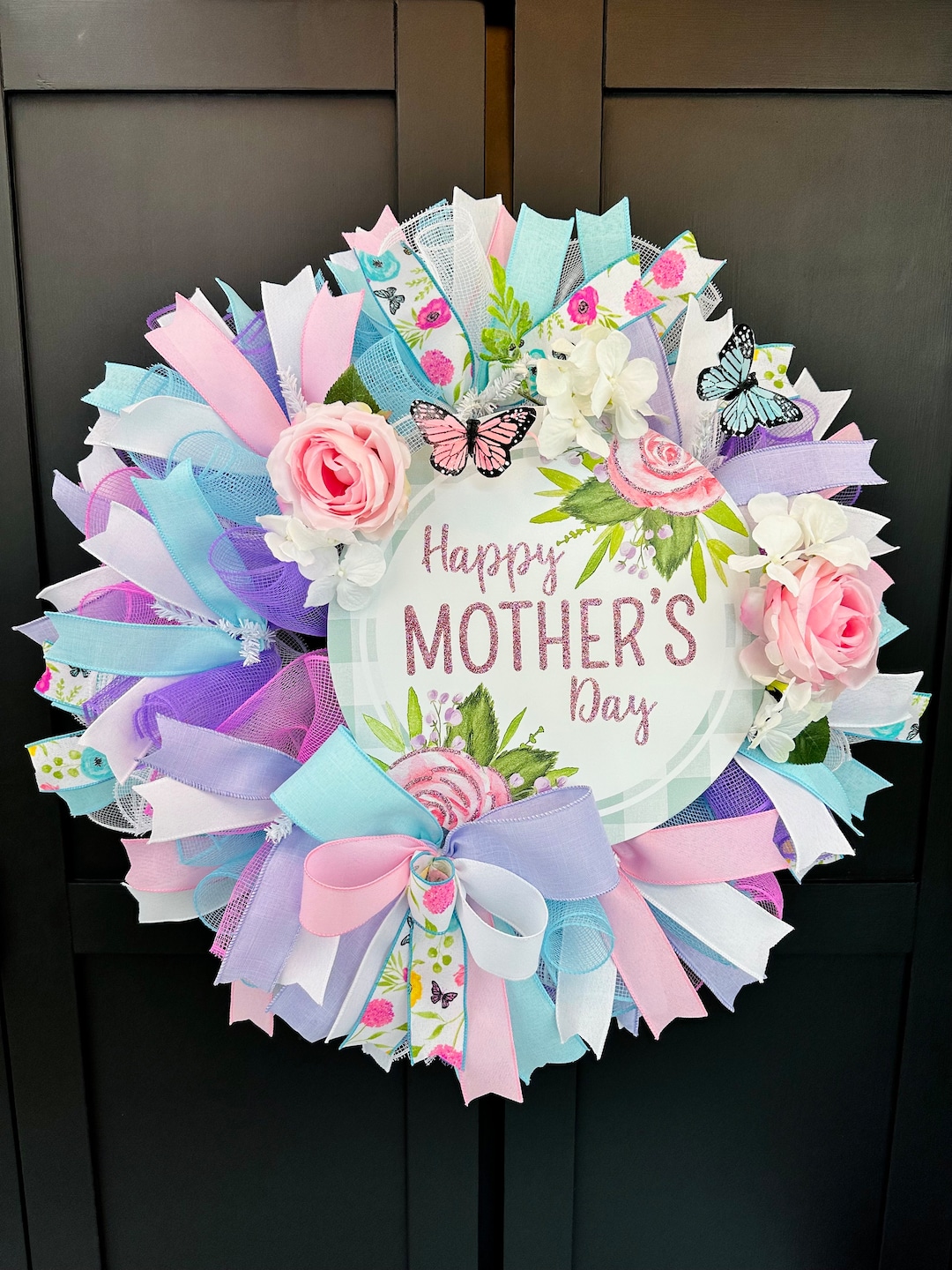 Happy Mothers Day Wreath, Mothers Door Hanger, Mother Gift Home Decor ...