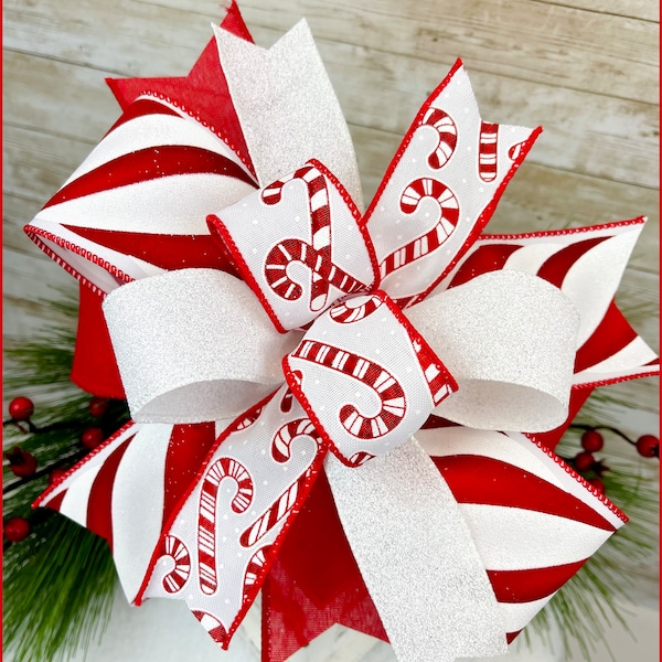 Candy Cane Bow - Etsy