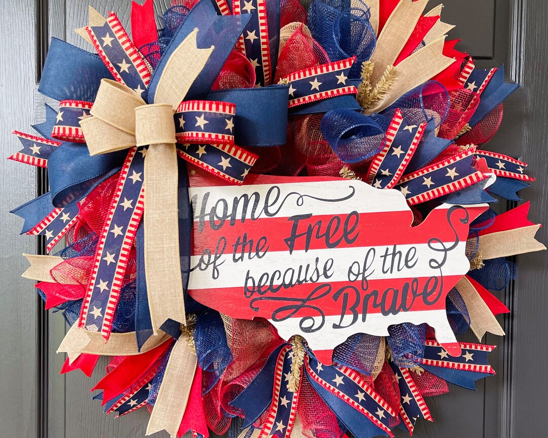 Veterans Day Wreath for Front Door, Rustic Veterans Day Wreath ...