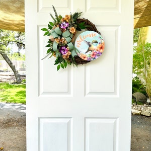Hummingbird Wreath for Front Door, Summer Floral Wreath, Hummingbird ...