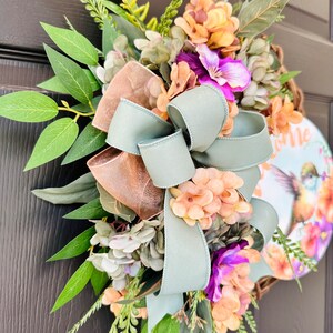 Hummingbird Wreath for Front Door, Summer Floral Wreath, Hummingbird ...