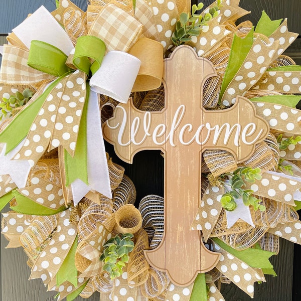 Burlap Cross Wreath - Etsy