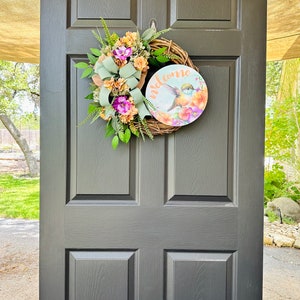 Hummingbird Wreath for Front Door, Summer Floral Wreath, Hummingbird ...