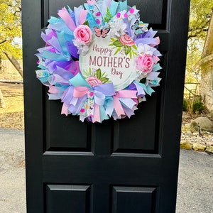 Happy Mothers Day Wreath, Mothers Door Hanger, Mother Gift Home Decor ...