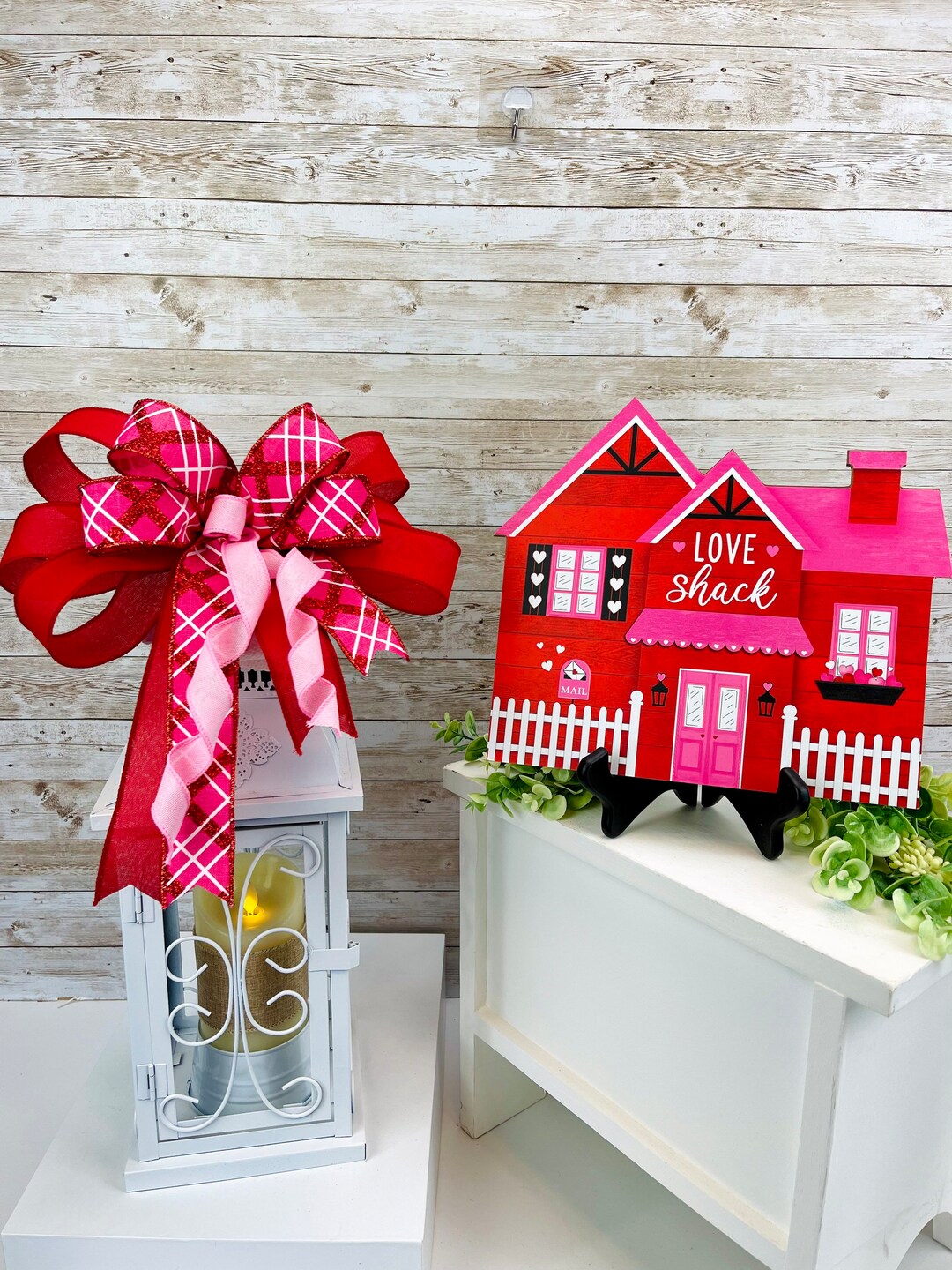 Love Shack Sign And Bow Valentine Decoration For Home Valentine Wreath Attachment Valentine Bow