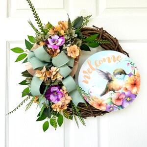 Hummingbird Wreath for Front Door, Summer Floral Wreath, Hummingbird ...
