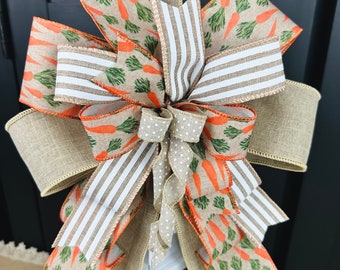 Easter Carrot Bow, Easter Wreath Bow, Easter Carrots Decor Bow, Bow for ...
