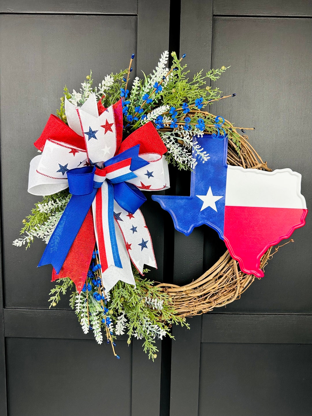 Texas Wreath for Front Door, Lone Star Decor, Texan Porch Decoration ...
