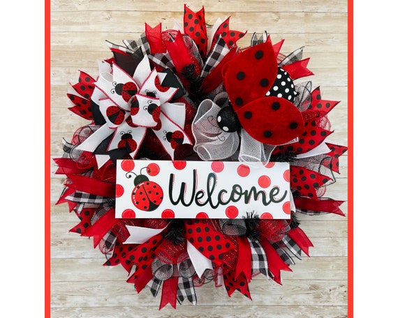 Ladybug Wreath Cute Ladybug Door Decor Ladybug Lover Gift - Etsy