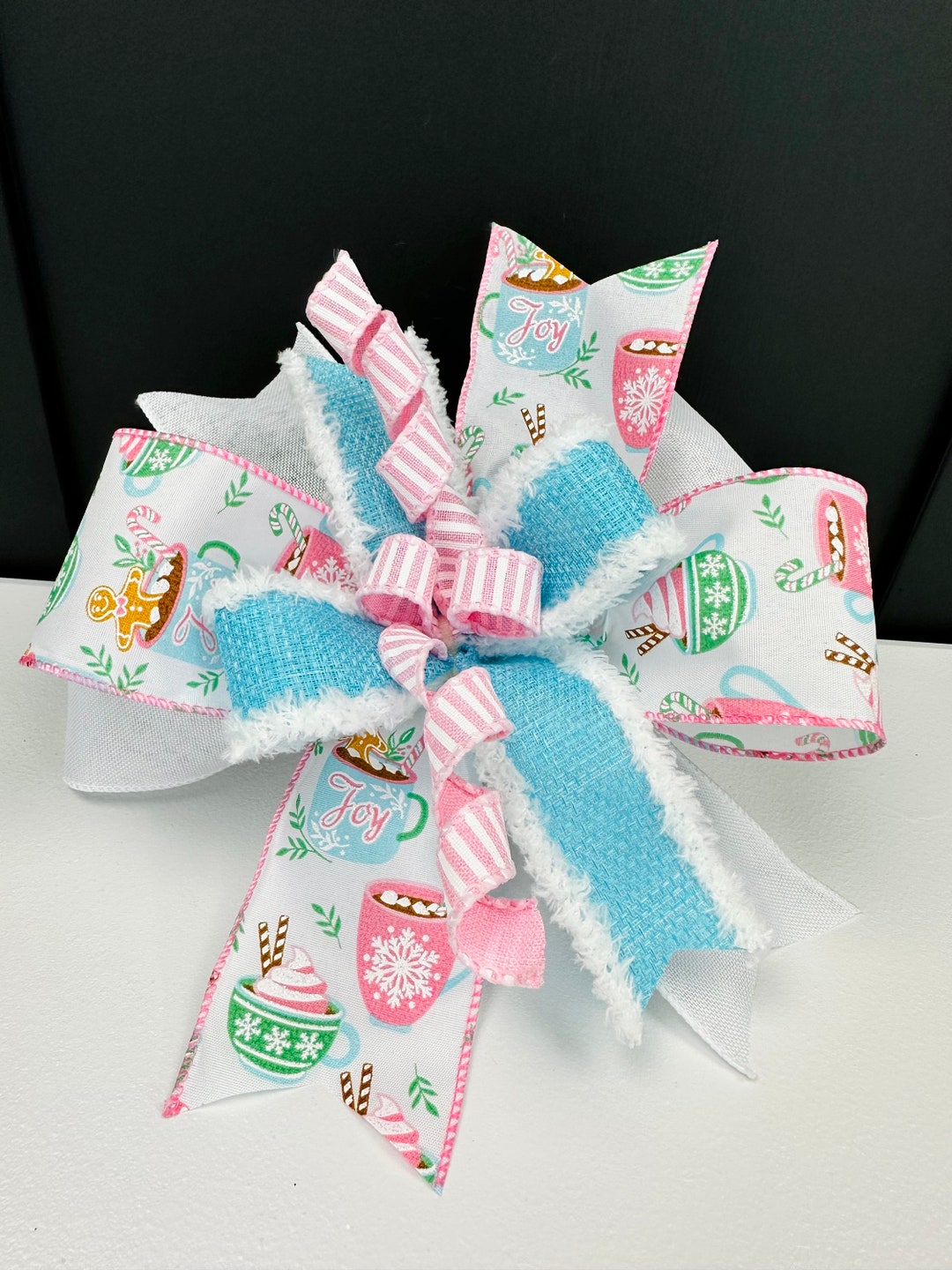 Pink Candy Christmas Bow, Pastel Candyland Christmas Decor, Candyland ...