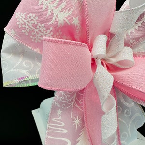 Pink Christmas Tree Bow, Pastel Christmas Decor, Pink Christmas Wreath ...