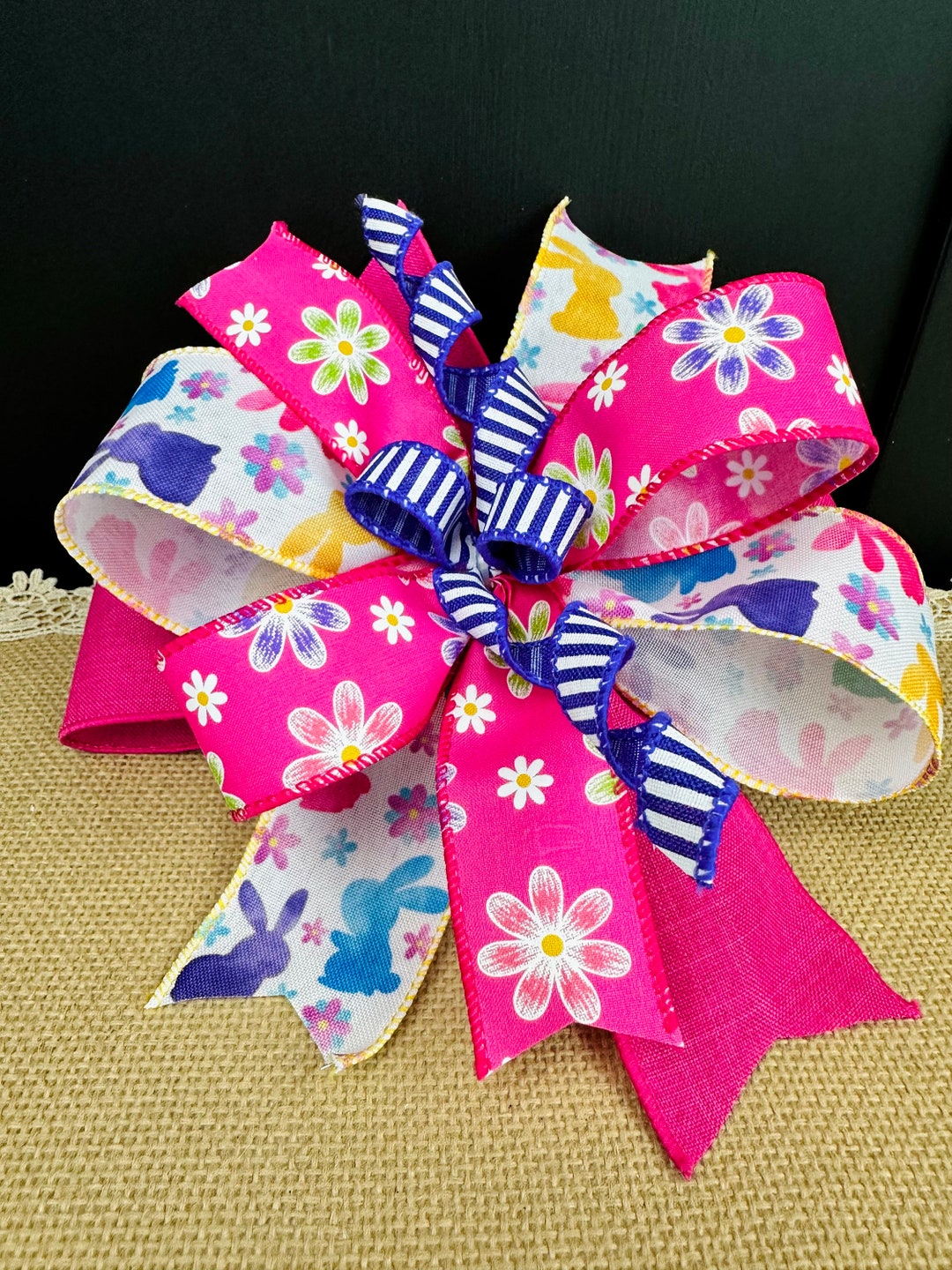 Easter Basket Bow, Easter Decoration for Home, Easter Wreath Attachment, Easter Porch Bow ...