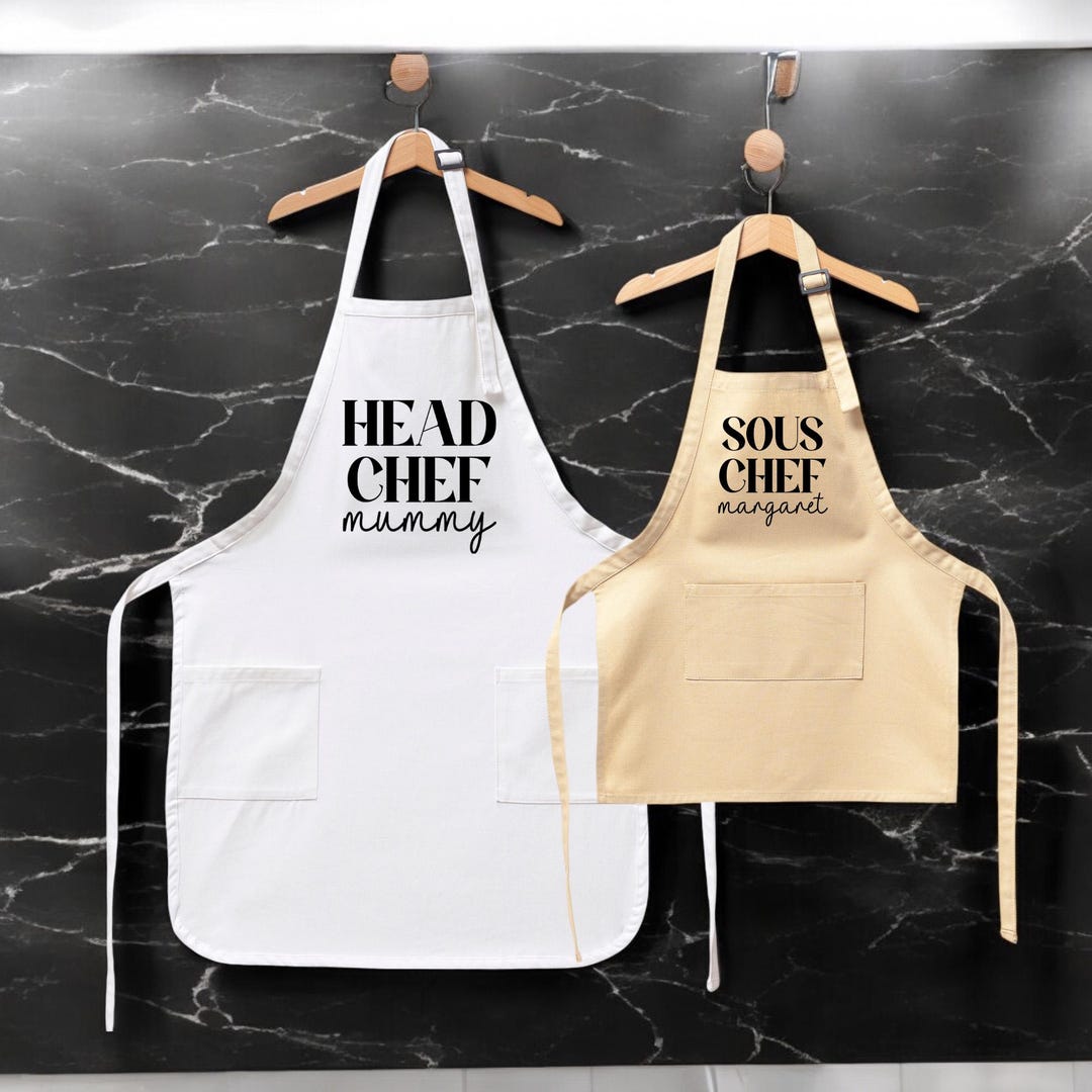 Head Chef and Sous Chef Apron Set, Personalized Mommy & Me Aprons for ...
