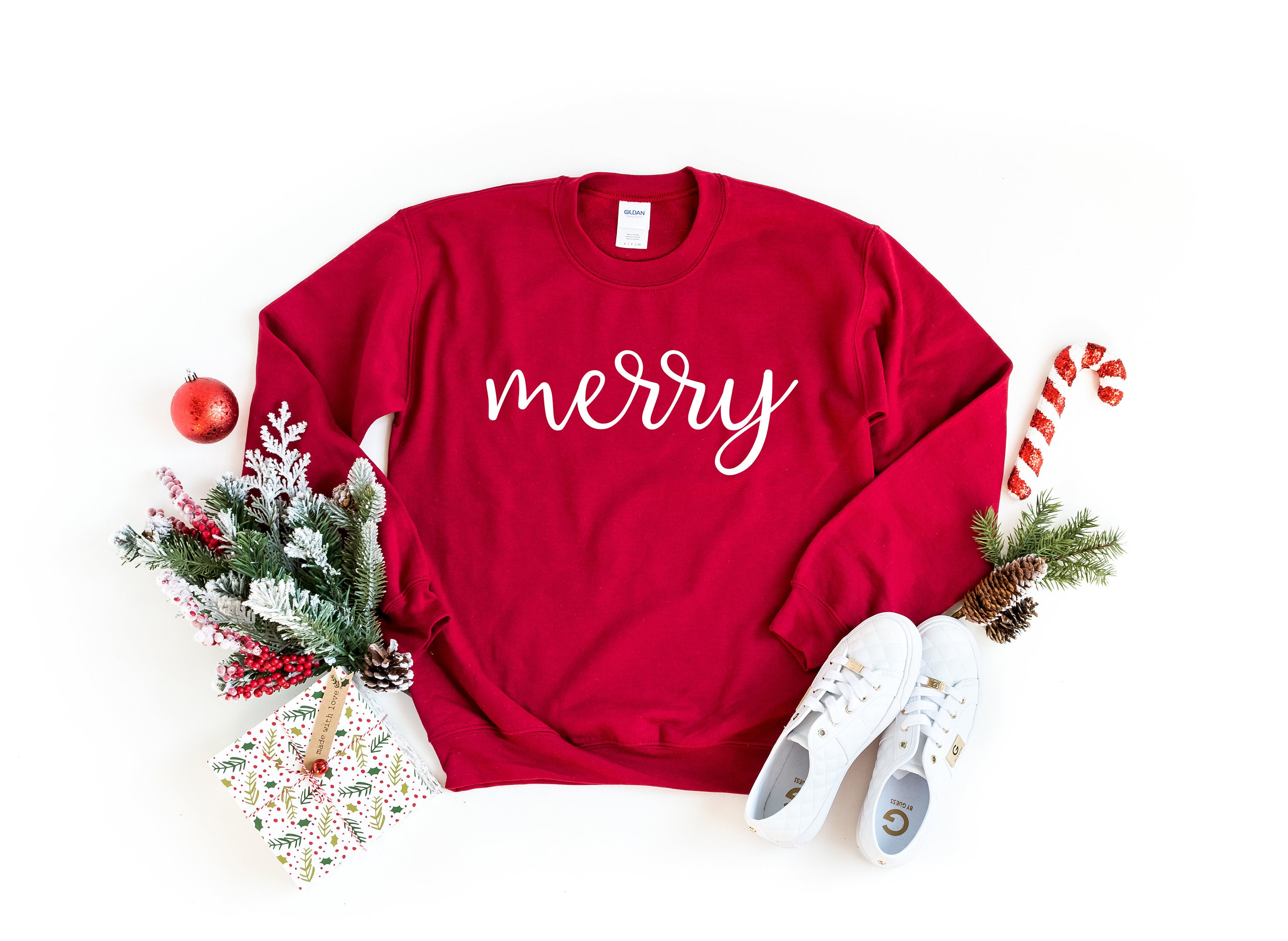 Cute Merry Sweatshirt, Christmas Sweatshirt for Women, Merry Long ...
