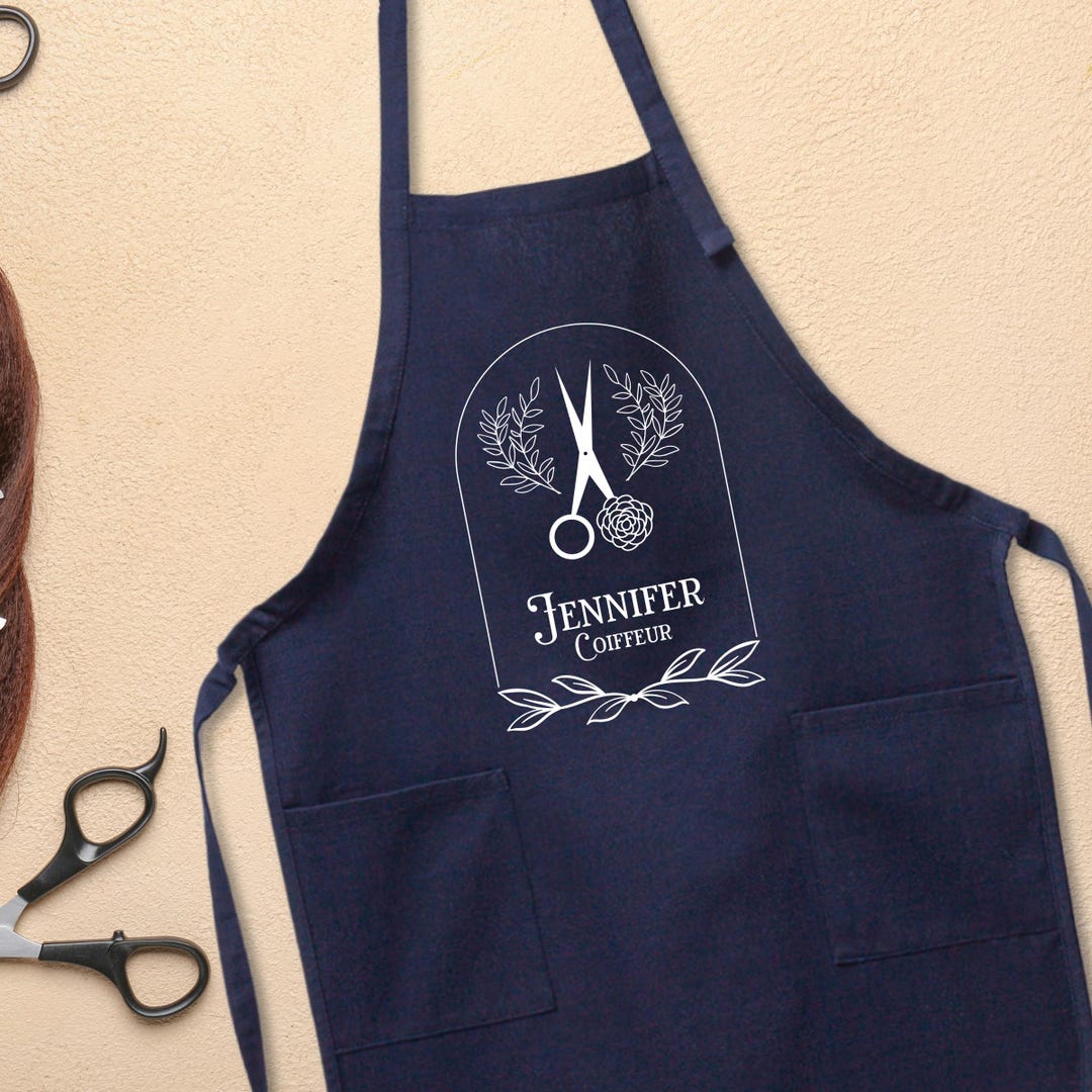 Personalized Hair Stylist Apron: Custom Scissor Floral Design - Etsy