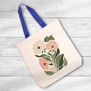 Flower Tote Bag, Floral Tote Bag, Floral Canvas Tote Bag, Tote Bag Aesthetic, Cute Tote Bag ...