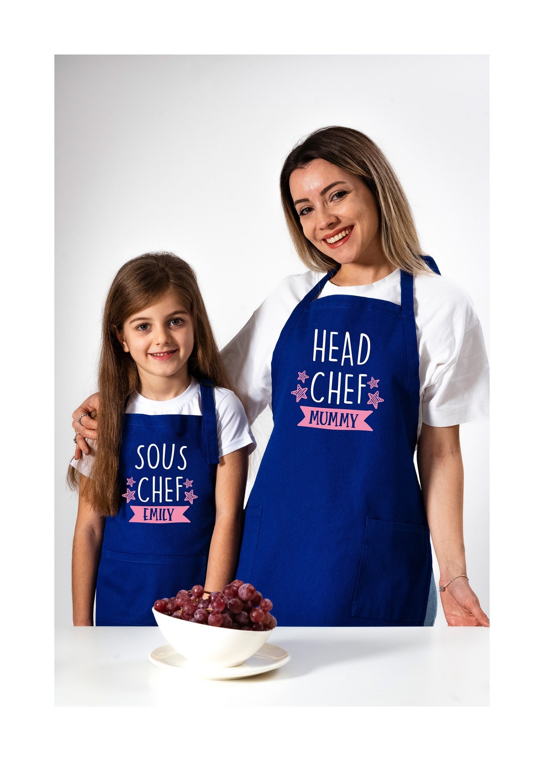 Personalized Mother Daughter Apron Set, Custom Head Chef and Sous Chef ...