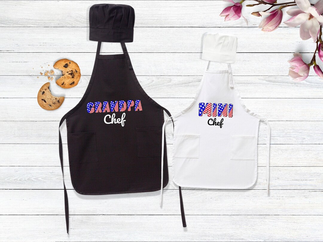 American Flag Apron Set: Grandpa, Mini Chef Aprons - Etsy