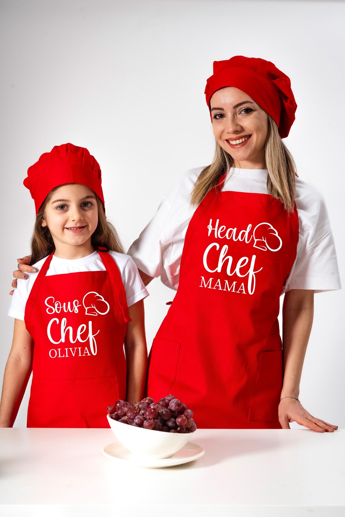 Custom Head Chef Sous Chef Apron, Kids Apron Set, Custom Cooking Apron ...