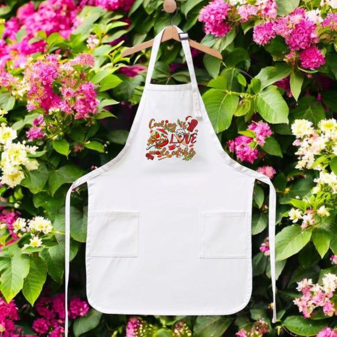 Cooking With Love Apron: Cotton-poly Chef Apron, Dye Sublimation Print ...