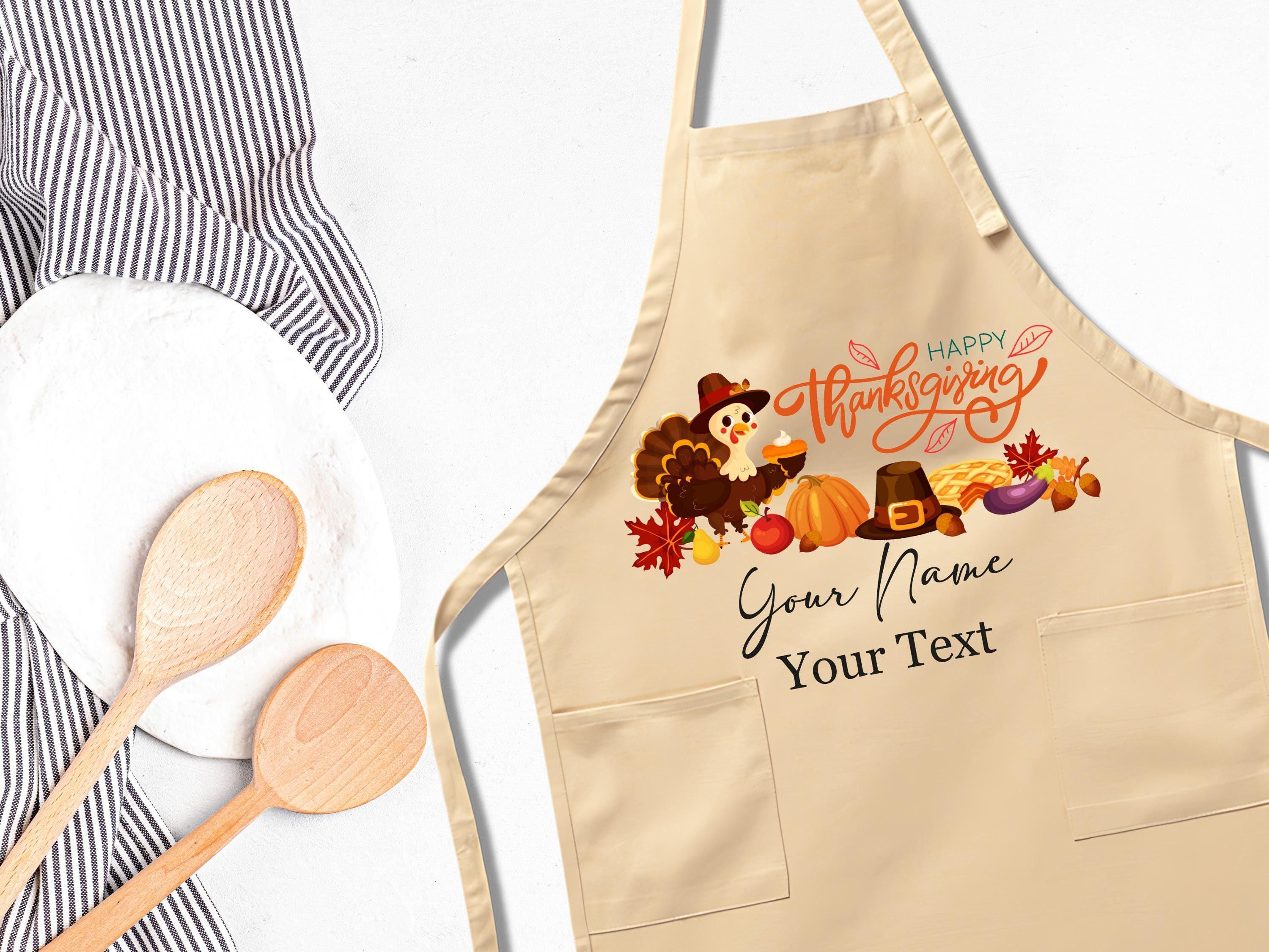 Personalized Thanksgiving Apron: Turkey & Pumpkin Design, Family ...