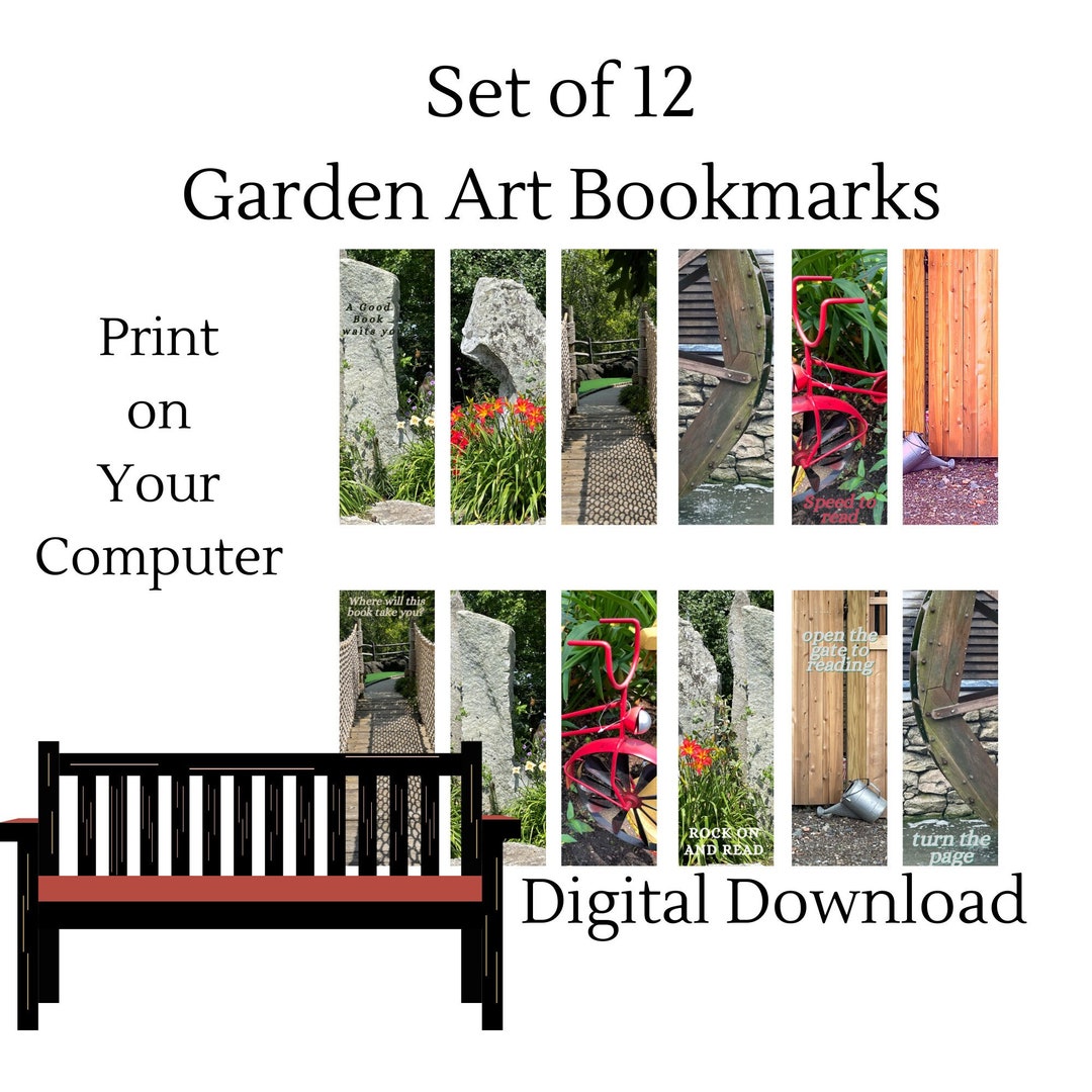 Set of 12 Garden Art Bookmarks - Digital Download - Etsy