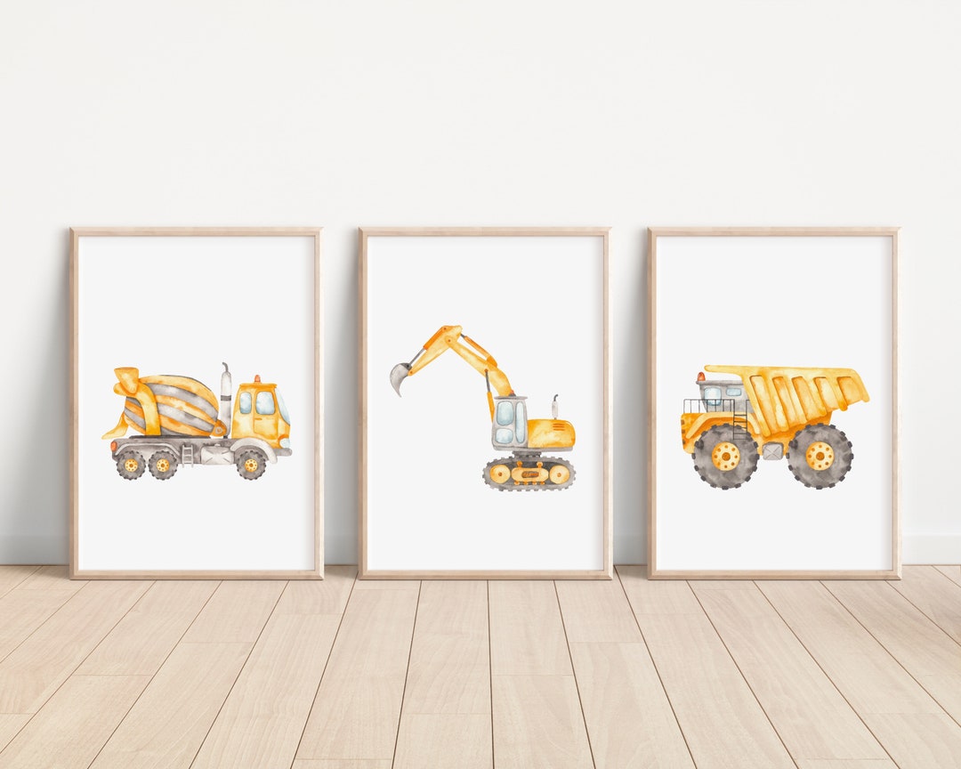 Trucks Poster Prints Dump Trucks Poster Digger Print Construction ...