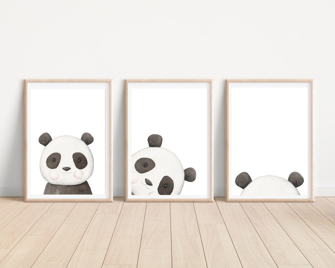 Set 3 Panda Bear Safari Animal Prints, Decor Wall Art, Nursery Baby ...