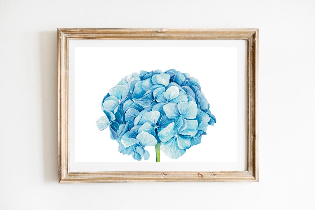 Hamptons Floral Blue Hydrangea Print, Home Decor, Wall Art, Kitchen ...