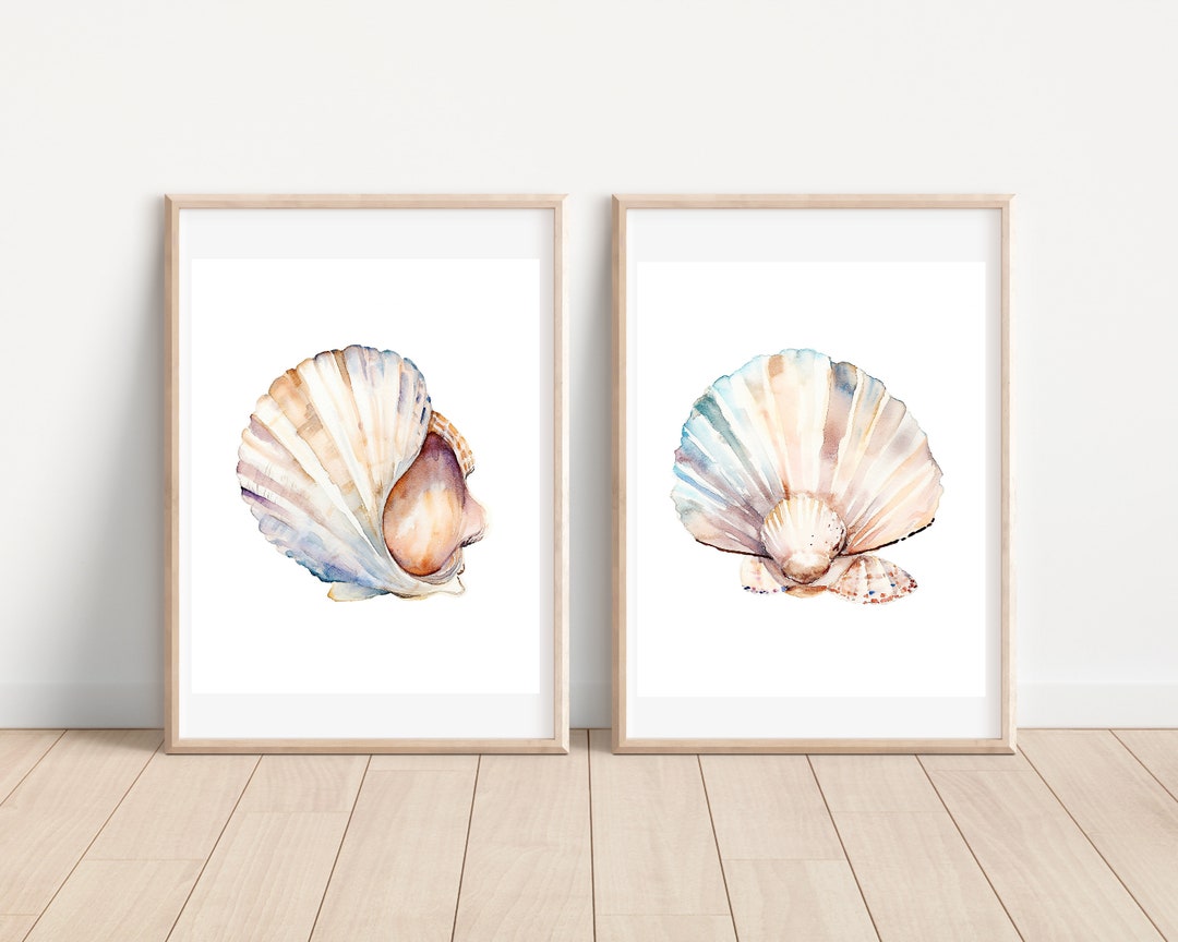 Hamptons Shell, Conch, Coastal Beach, Country Farmhouse, Set of 2 ...