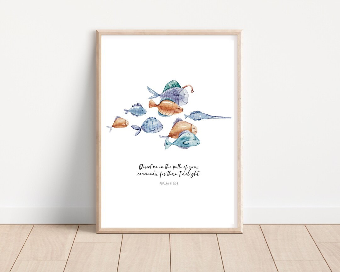 Bible Christian Scripture Print Direct Me in the Path PSALM Print, Fish ...