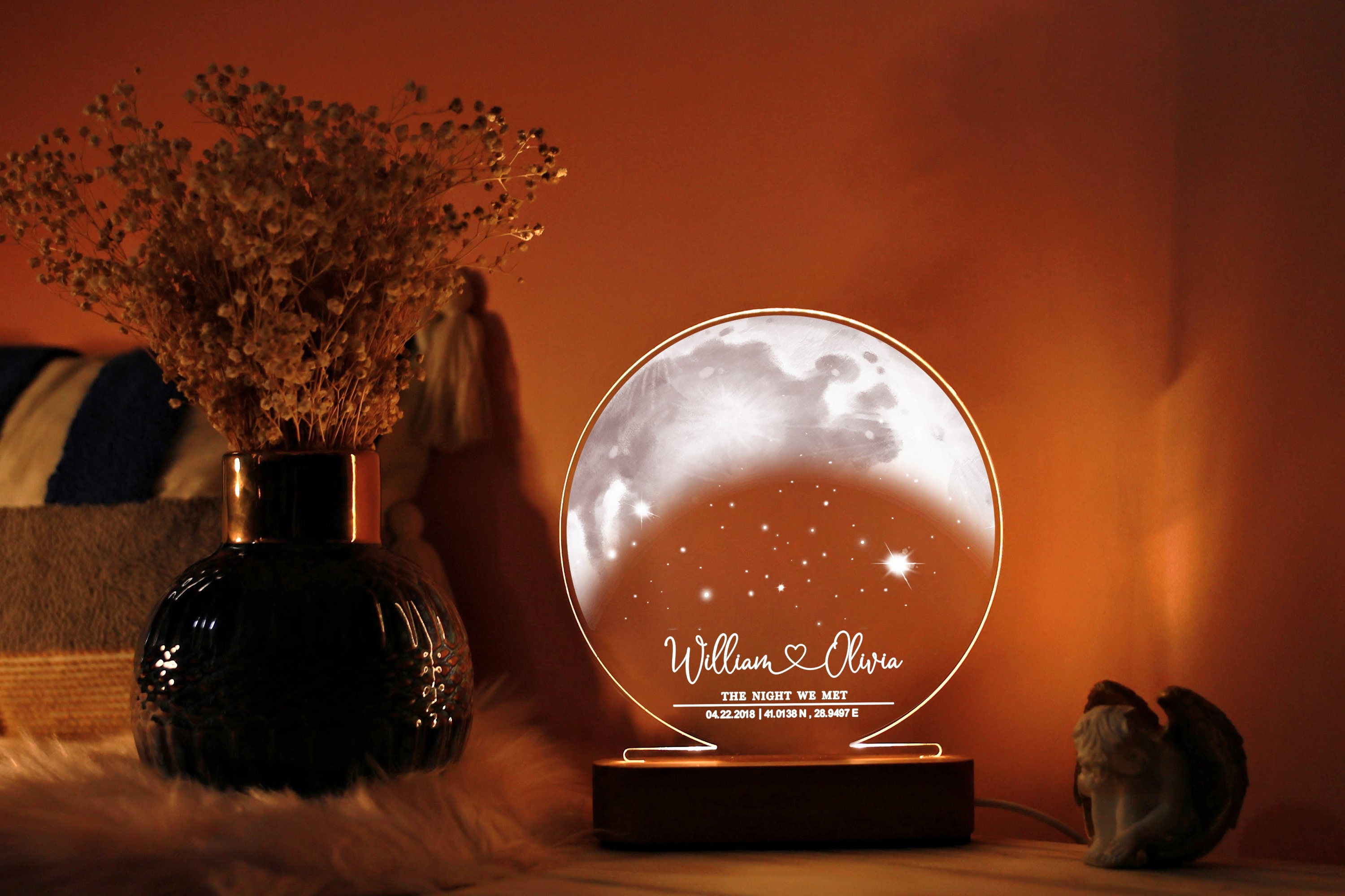 Unique Wedding Gift Ideas - Custom Moon Phase Print - Acrylic Moon Lamp ...