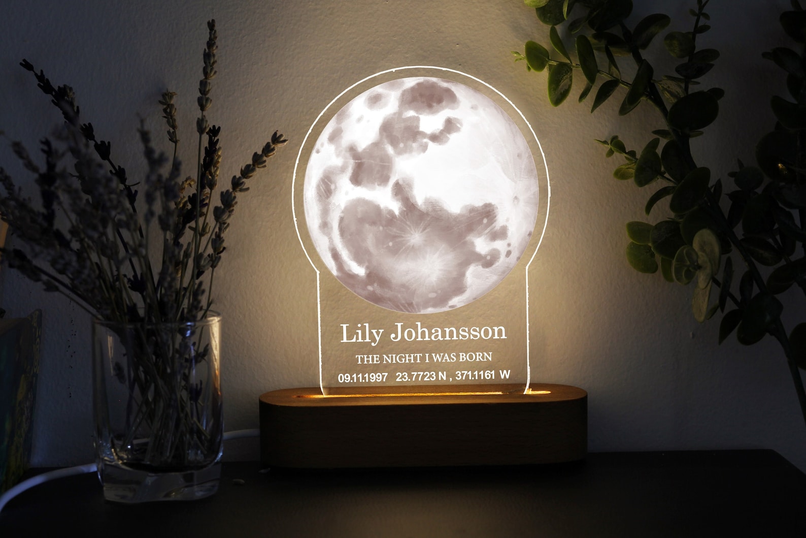 Custom Moon Phase by Date Night Light - Personalized Birthday Gift ...