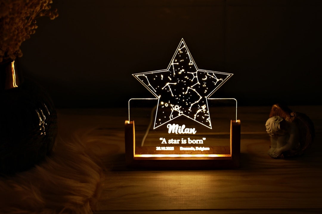 Personalized Birthday Gift - A Star is Born Night Light - 1st 2nd 3rd ...