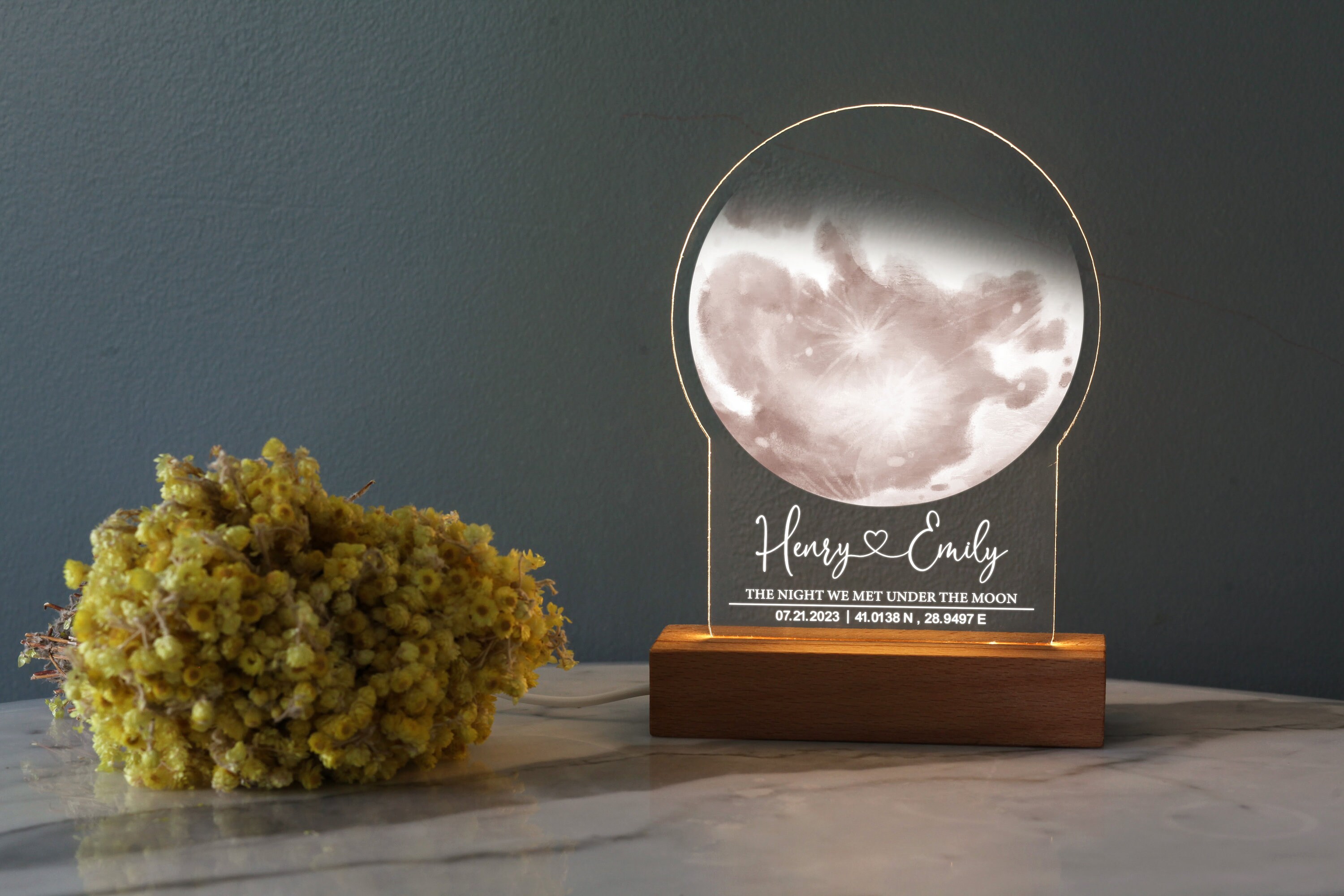 Custom Moon Phase Night Light - Unique Wedding Gift - Night Sky Print ...